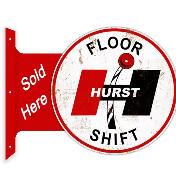 Wall Decor | Vintage Retro Double Sided Hurst Floor Shift Flanged Sign ...